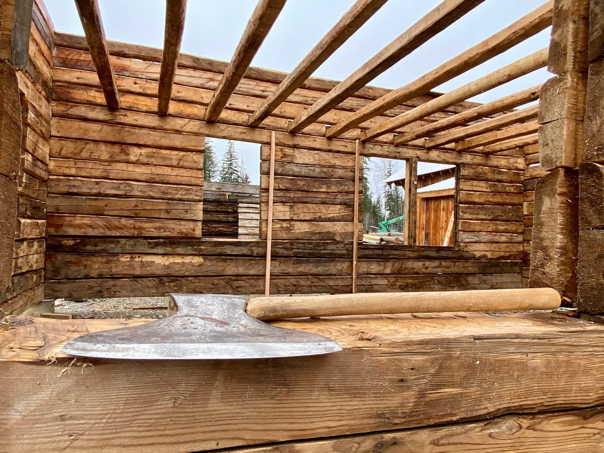 For Sale | Heritage Dovetail Log Shell | Hand Hewn | L Shaped